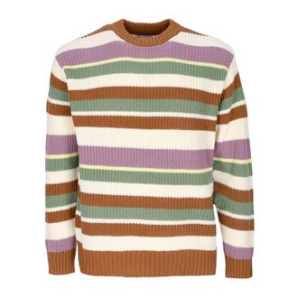 Obey Gestreifter Crewneck Pullover Butterscotch Multi - - Knitwear - Herren - Mehrfarbig - M