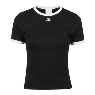 Courr&egrave;ges Damen, Oberteile, Schwarzk, LGr&ouml;&szlig;e