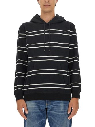 Saint Laurent Striped Cotton Sweatshirt - Black