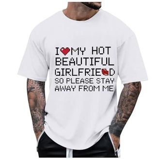 Generic T-shirt imprim&eacute; &agrave; manches courtes pour homme avec inscription &laquo; 2026 Valentines Day I Loved My Girlfriend &raquo;, blanc, 3XL