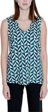 Street One Femme, Blouses et Chemises, Vert, Taille: 32 FR Geometric Print Sleeveless Top