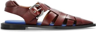 Lanvin Homme, Chaussures, Brun, Taille: 41 1/2 EU Sandales en cuir &agrave; bout pointu