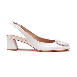 Santoni Femme, Chaussures, Blanc, Taille: 41 EU Escarpin Slingback &agrave; talon moyen
