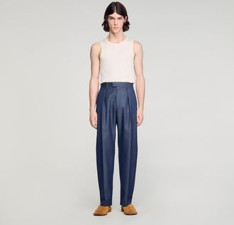 Sandro Pantalon &agrave; pince effet denim