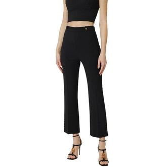 Elisabetta Franchi Femme, Pantalons, Noir, Taille: 40 FR Wide Pantalons