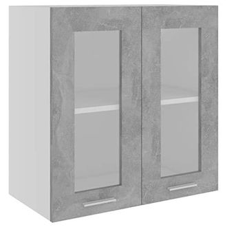 vidaXL Armoire vitr&eacute;e Murale Lyon, 60x31x60 cm, Bois reconstitu&eacute; Gris B&eacute;ton, Meuble Suspendu, Rangement Salle de Bain & Cuisine, Organisateur Maison