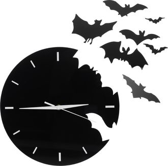 Milisten Wanduhr, Wanduhr, Fledermaus-, modern, Nicht tickend, ger&auml;uschlos, Fledermaus-Signal, Batterie, Digitale Uhr, Acryl, Metall-Kollektion, 3D, 1 Set