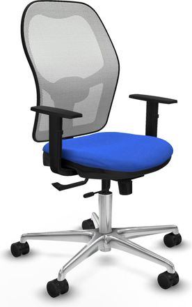 Piqueras y Crespo B&uuml;rostuhl mit 1D-Armen, h&ouml;henverstellbare Lendenwirbelst&uuml;tze, ausgestattet mit Syncro/Translack und Schaumstoff, Wei&szlig;/Blau