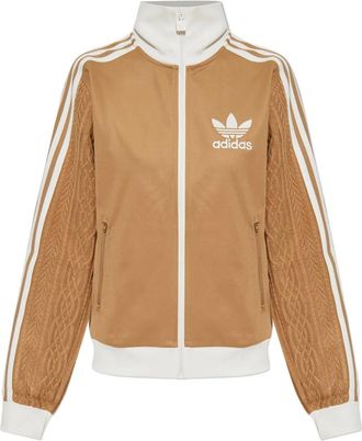 adidas sweat zippé à manches en maille - Marron