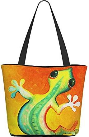 AOOEDM Peinture &agrave; lhuile Gecko Ladies Shopping Bag 13x11x7in.Le cadeau parfait pour la Saint-Valentin.Cest de la Saint-Valentin pour maman, fille, &eacute;pouse, et