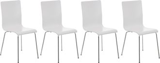 Clp 4er-Set Wartezimmerstuhl Pepe mit ergonomisch geformten Holzsitz und Metallgestell I 4X Konferenzstuhl erhältlich, Farbe:weiß