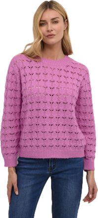 Kaffe Strickpullover KAelena Damen Strickpullover Langarm Lochmuster Strickpulli Rundhals Pullover L, Cyclamen