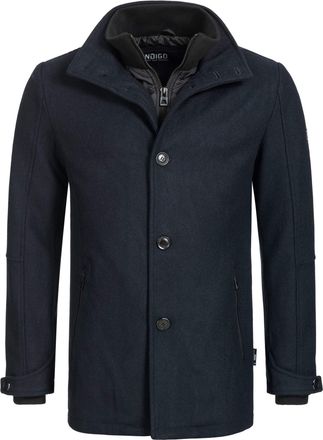 Indicode Herren Brittany Kurzmantel mit Stehkragen | Herrenmantel Wollmantel Mantel Männer Navy, XXL