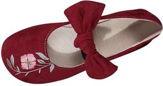 Generic Chaussures plates pour femme avec noeud et bout rond - Tendance - L&eacute;g&egrave;res et confortables - Respirantes - Coupe large - Chaussures Mary Jane - Pour le