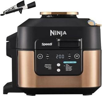 Ninja Speedi Multikocher, 5,7L, 10-in-1 Multicooker, Airfryer Heißluftfritteuse, Slow Cooker Langsamkochen, Grillen, Backen, Schwarz & Kupfer ON400EUCP