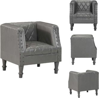 vidaXL Sessel Grau Echtes Ziegenleder - Ledersessel - Vintage Stil - Grau - Sessel - Lounge Chair