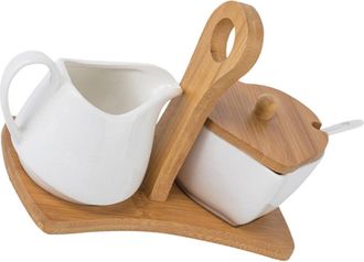 BESTONZON Schüssel Und Creamer Set mit Deckel Löffel Keramik Creamer Topf Mini Kaffee Milch Porzellan Serving Pitcher Sauce Sauciere Schüssel 1 Set