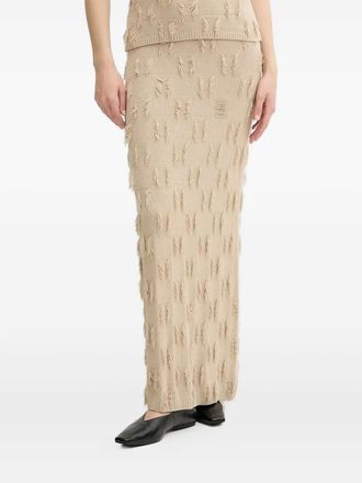 Samsøe & Samsøe jupe mi-longue à détail de franges - Tons neutres