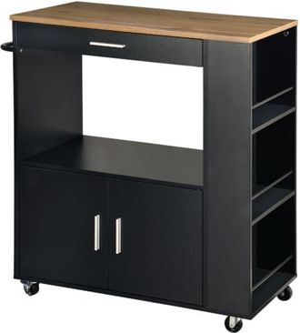 KESPER | K&uuml;chenwagen, Material: FSC-zertifizierte Faserplatte, Ma&szlig;e: B: 75 x H: 88 x T:40cm, Farbe: naur/schwarz | 25892 13