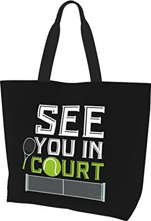 AOOEDM See You In Court Tennis Ladies Canvas Tote Sac &agrave; provisions r&eacute;utilisable