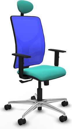 Piqueras y Crespo B&uuml;rostuhl aus Netzstoff mit 1D-Armlehnen, h&ouml;henverstellbarer Lendenwirbelst&uuml;tze und festem Kopfteil, ausgestattet mit 3 Positionen und Schneideschaum,