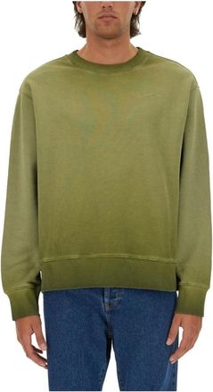 Msgm Msgm, Homme, Sweatshirts et sweats &agrave; capuche, Vert, Taille: S SweaT-shirt Ras du Cou Coupe D&eacute;contract&eacute;e