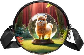 Generic Sac &agrave; bandouli&egrave;re rond rond pour femme, motif boule de cristal dalpagas avec fermeture &eacute;clair et bretelles r&eacute;glables