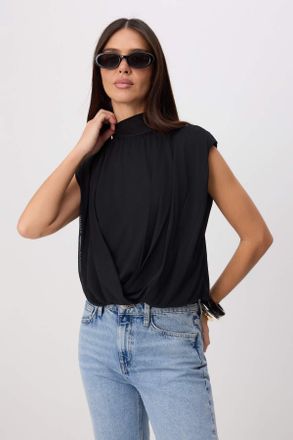 Trendyol Damen &auml;rmellose Bluse, regular fit, einfarbig - Schwarz