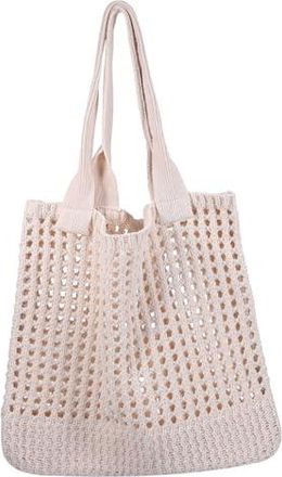 Yardwe Sac Filet Au Crochet Ajouré Léger et Résistant Sac Plage Multifonction pour Femme Cabas Bandoulière et Confortable Polyester