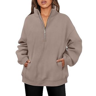 Generic Sweat &agrave; capuche surdimensionn&eacute; pour femme - Demi-fermeture &eacute;clair - Pour femme - Fermeture &eacute;clair - 2026 - Tenue dautomne - V&ecirc;tements dhiver avec poch