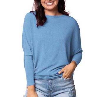 Generic Haut &agrave; manches longues pour femme - Couleur pure - Col en V - Style d&eacute;contract&eacute; et polyvalent - Coupe ample - Confortable - Doux - L&eacute;ger - Coupe r&eacute;gul