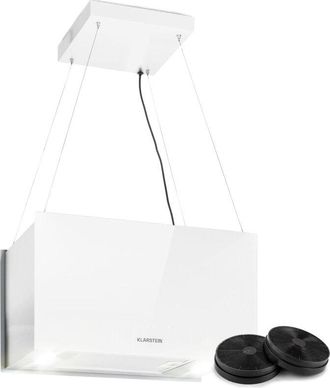 Klarstein Klarstein - Kronleuchter l Inselabzugshaube 60cm Abluft: 590m&sup3;/h led Touch Glas wei&szlig;