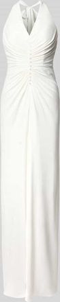 Luxuar Fashion Maxikleid mit Perlen und V-Ausschnitt