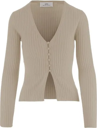 arch4 Femme, Pulls, Beige, Taille: 36 FR Cardigan en cachemire