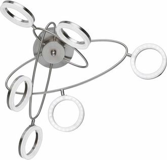 Wofi Leuchten Deckenleuchte dimmbar led Deckenlampe Wohnzimmer mit beweglichen Spots, nickel matt, 6x 4,5W 6x 320lm warmweiß, LxH 60 x 30 cm Wofi 9295.06.64.6100