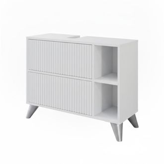 Vicco Waschbeckenunterschrank Wei&szlig; Leano 80x62x30 cm - Unterschrank f&uuml;r das Badezimmer, Kombination aus offenen F&auml;chern und T&uuml;ren f&uuml;r Flexible Nutzung