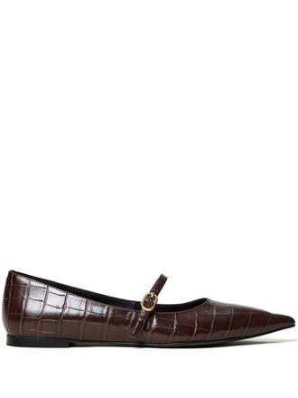 Twin-Set ballerines &agrave; effet peau de crocodile - Marron