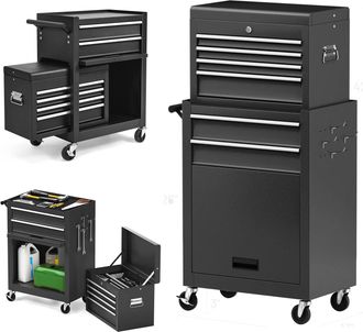 Generic Küchenwagen, Rollwagen, abschließbarer Werkzeugschrank, rollbare Werkzeugkiste, Kombination mit Lagerschrank, 6 Schubladen, 4 Rädern, Abnehmbarer Trol