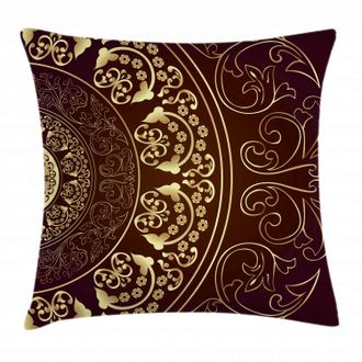 Abakuhaus Mandala Kissenbezug, Jahrgang, Digitaldruck Wasser Resistent Farbfest mit Reißverluß und Waschbarer Kissenhülle, 60 x 60 cm, Burgundy Gelb