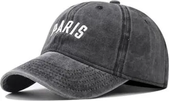 Generic Casquette de baseball vintage Paris en coton tendance pour homme et femme, Noir, taille unique-M