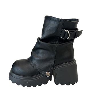 Generic Bottines courtes d&eacute;contract&eacute;es et &eacute;l&eacute;gantes pour femme - Couleur unie - Semelle &eacute;paisse - Confortables - R&eacute;sistantes &agrave; leau - &Agrave; enfiler - Pour f&ecirc;te, s