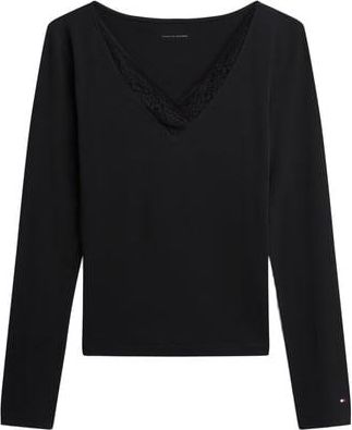 Tommy Hilfiger T-shirt col V dentelle uni