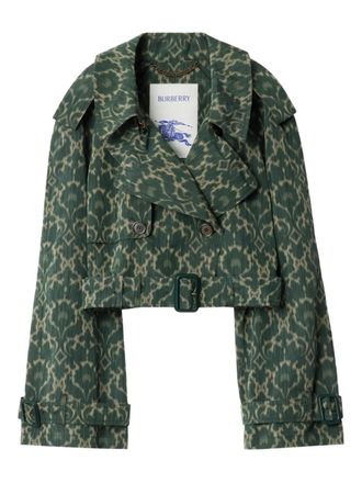 Burberry veste ceintur&eacute;e &agrave; imprim&eacute; graphique - Vert