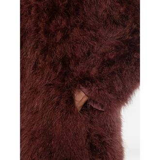 Yves Salomon Turkey Feather Faux Fur Jacket - Red