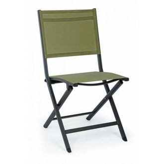 BIZZOTTO Bizzotto - Chaise dext&eacute;rieur en aluminium Vert anthracite elin 47x57x h88 cm