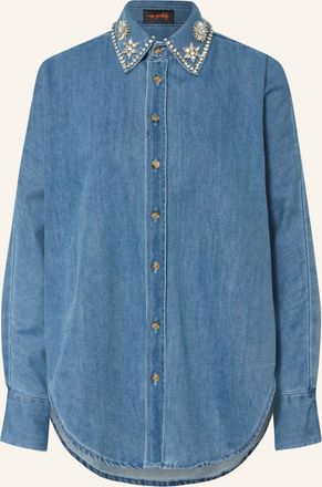 Miss Goodlife Miss Goodlife Jeansbluse Mit Schmucksteinen blau