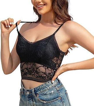 Generic Soutien-gorge confortable pour femme - Grande taille - Rembourrage en dentelle, Noir, XL