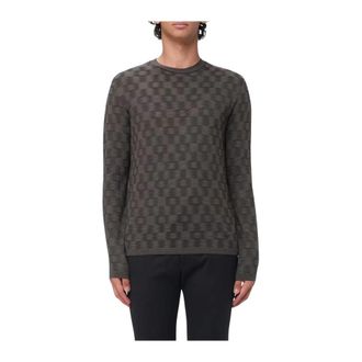 Emporio Armani Pullover mit geometrischem Muster und Rundhalsausschnitt - - Knitwear - Herren - Grau - XL