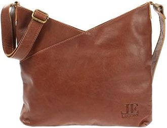Leconi Besace en Cuir pour Dames - Sac à Épaule Pratique Style Vintage - Shopper 32x29x3cm Marron LE0065-buf