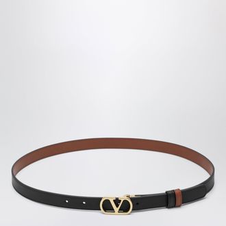 Valentino Garavani Schwarz/karamellfarbener VLogo Signature Wendeg&uuml;rtel